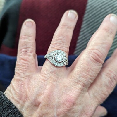 1890's Vintage Edwardian Engagement Ring, 4.00 Carat Round Cut Diamond ...