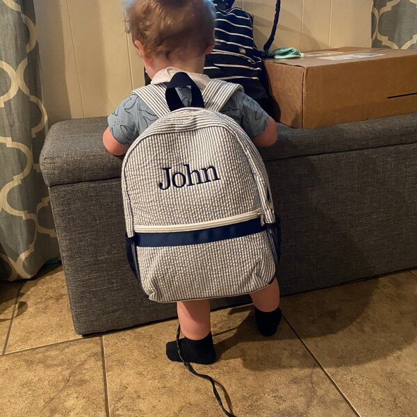 Personalized Baby Backpacks, Monogrammed Toddler Backpacks, Seersucker ...