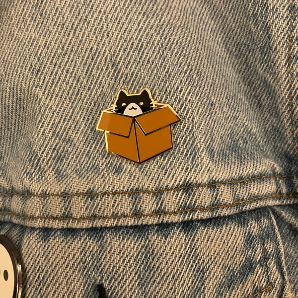 Box Cat - Hard Enamel Pin - Cute Lapel Pin Gift Stocking Stuffer - Etsy