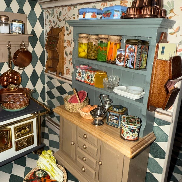 Miniature Red Vintage Scenic Folk Art Tins, 1:12 Scale Papercraft ...