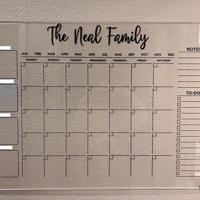 Acrylic Family Planner Personalized Monthly Calendar Dry Erase Board ...