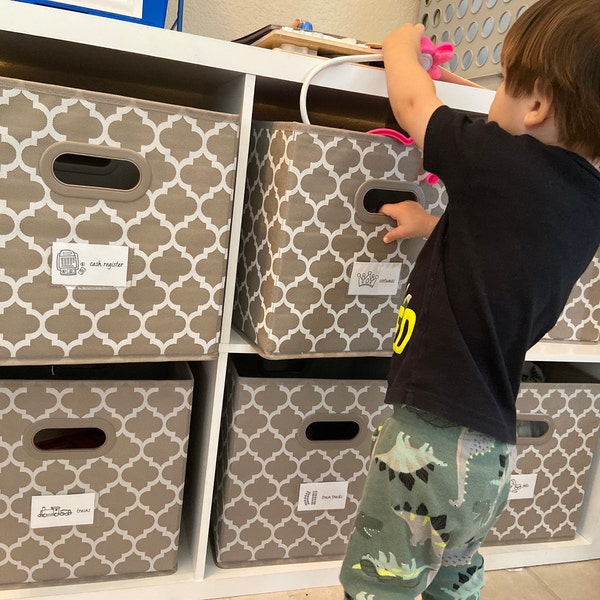 Printable + Editable Toy Bin Storage Labels Set 1, Minimalist Playroom ...