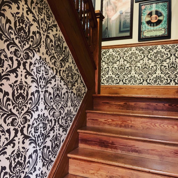 Anna Damask Wall Stencil - LARGE WALL STENCILS Instead of Wallpaper ...