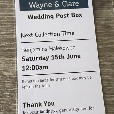 Post Box SIGN ONLY for Weddings, Birthdays, Christenings Etc Post Box ...