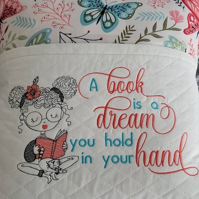 Girl Reading a Book Machine Embroidery Design. Multiple Sizes, Perfect ...