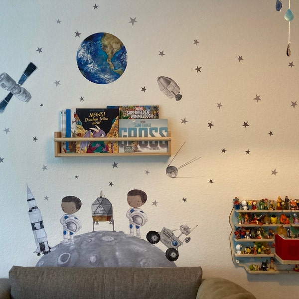 Space Rocket Wall Sticker Moon Travel Mission Landing Rover Satellite ...