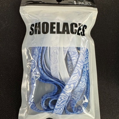Blue Bandana Pattern Shoelaces for Sneakers, Flat Shoe Laces, Trendy ...