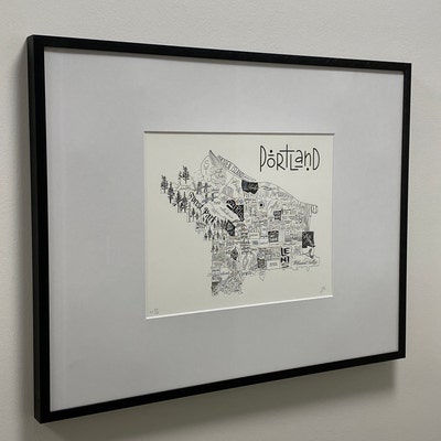 Portland, Oregon Neighborhood Map Print handlettered-map of Portland ...