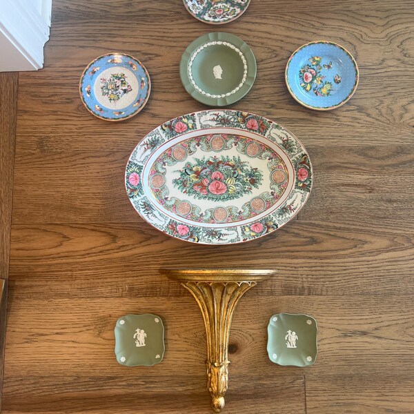 Vintage Porcelain Chinese Dragon Rice Eye Serving Plates and Bowls ...