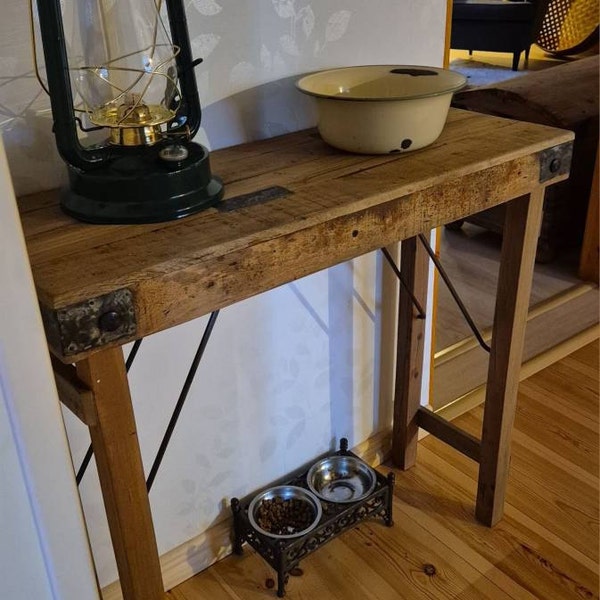 Handmade Reclaimed Wood Folding Console Table: Farmhouse Entryway - Etsy