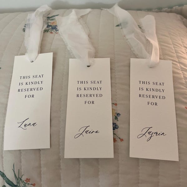 Wedding Reserved Seat Tag, Personalised Seat Holder, Reserved Seat Tag ...