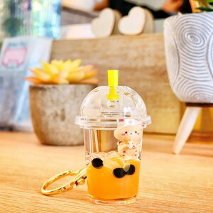 Bears Coffee Milk Tea Liquid Keychain Boba Keychain - Etsy