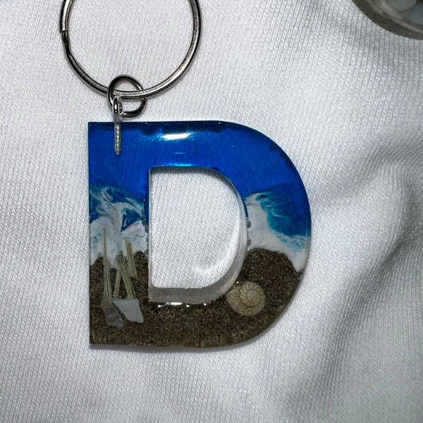 Resin Alphabet Beach Keychain, 3D Letters and Numbers Ocean Key Chain ...