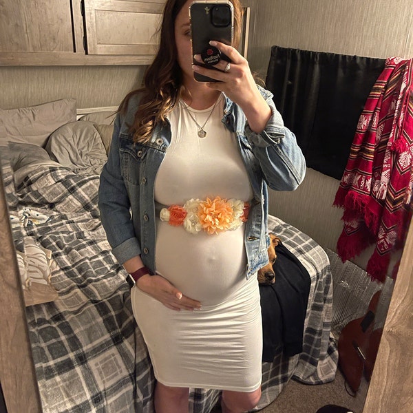 Peach and Ivory Maternity Sash Girl Baby Shower Sash for Mommy ...