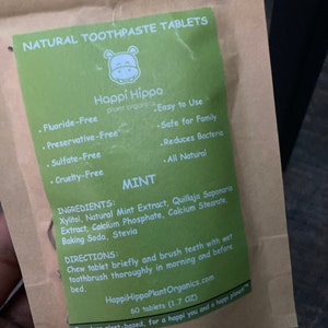 Zero Waste Mint Toothpaste Tablets, Plastic Free Toothpaste, Chew Tabs ...