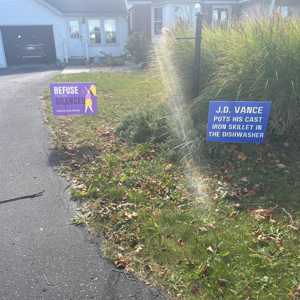 JD Vance Puts His Cast Iron Skillet in the Dishwasher 18"x24" Yard Sign ...