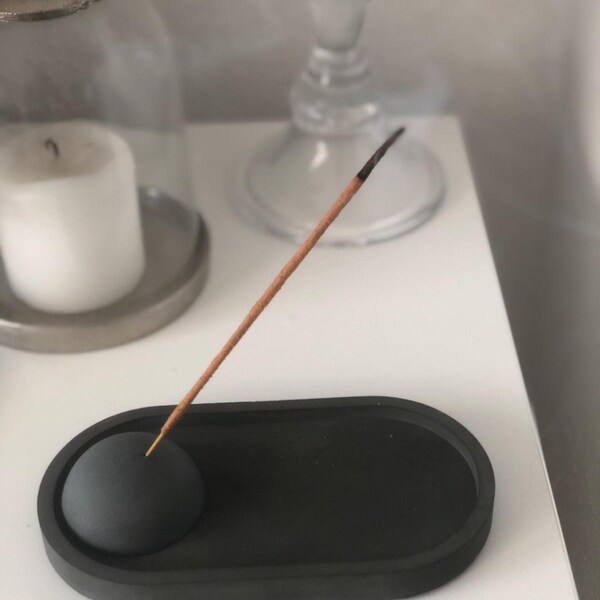 Modern Concrete Incense Holder: Minimalist Oval Design - Etsy