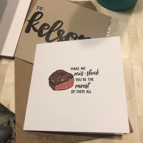 Make No Mis Steak Youre The Rarest Of Them All Pun Greeting Card Steak
