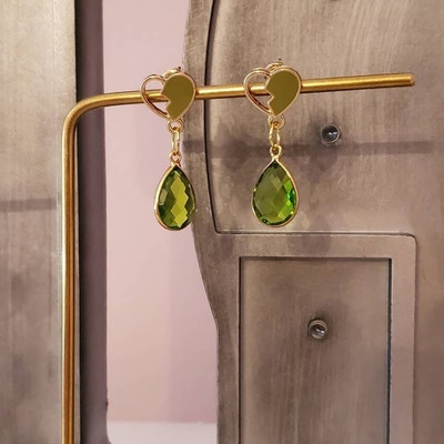 Peridot Pears Connector, Faceted Gemstone Connector, Drop Connector ...