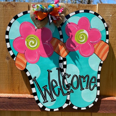 TEMPLATE Door Hanger: Flip Flops - Etsy