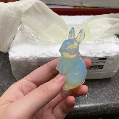 1pc Hand Carving Opalite Rabbit,quartz Crystal Rabbit,mineral Specimen ...