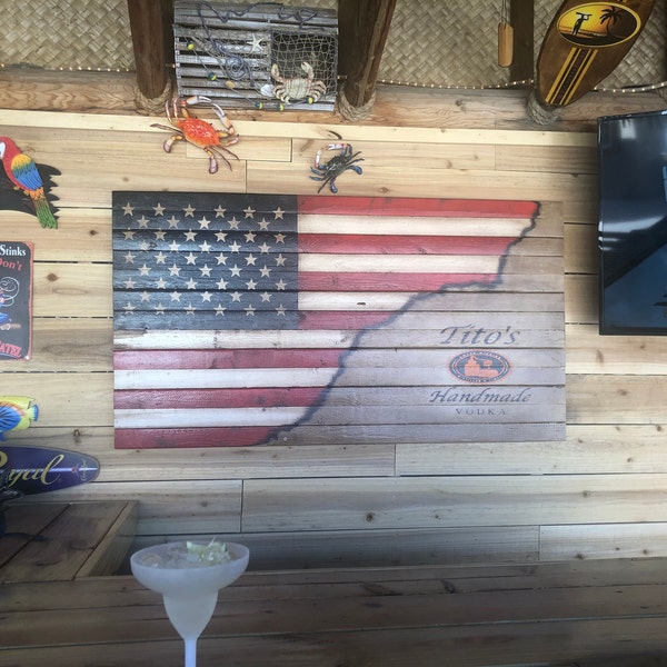 Tito's Vodka Flag, Tito's Handmade Vodka, Rustic American Flag, Man ...