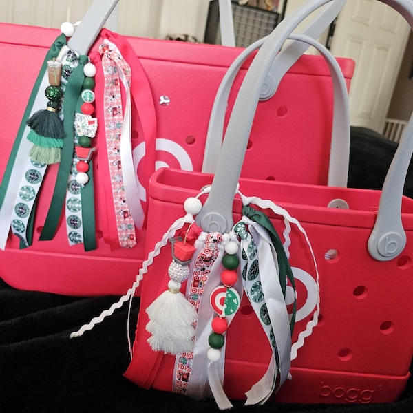 Coral Bogg Bag Tassel, Hibiscus Flower Bogg Bag, Coral Bogg Bag Charm ...