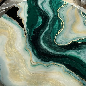 Emerald Green Coffee Table, Resin Coffee Table, Green Gold Coffee Table ...