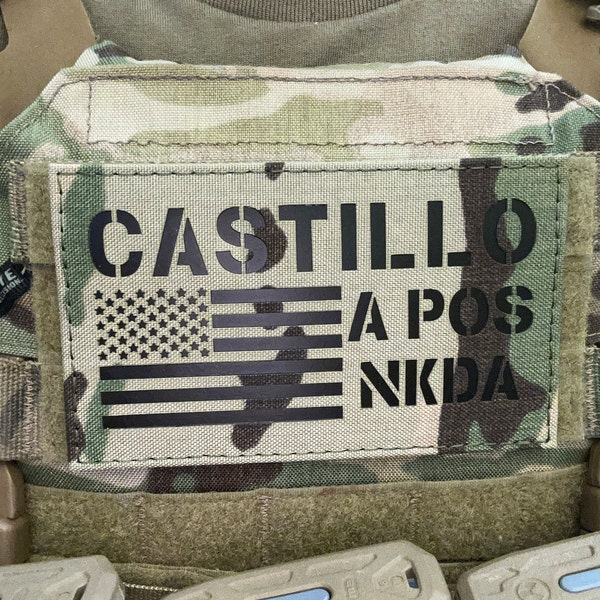 US Flag With Three Text Lines Custom Your Own Text Lasercut Patch Customized IR Combat ID Patch ...