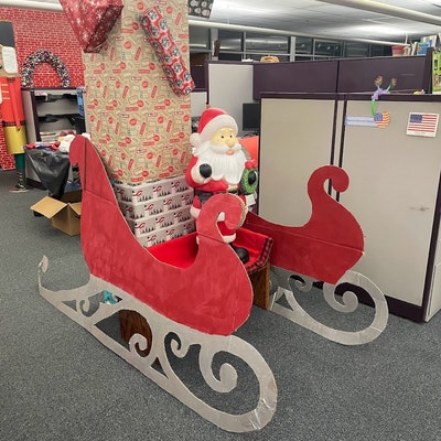 Life-size, 3'8ft Santa's Sleigh Template When Made. Printable Trace and ...