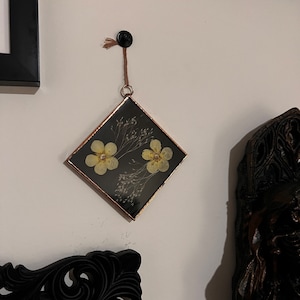 Handmade Glass Frame With Pressed Forget Me Not Flowers Very Small Thin ...