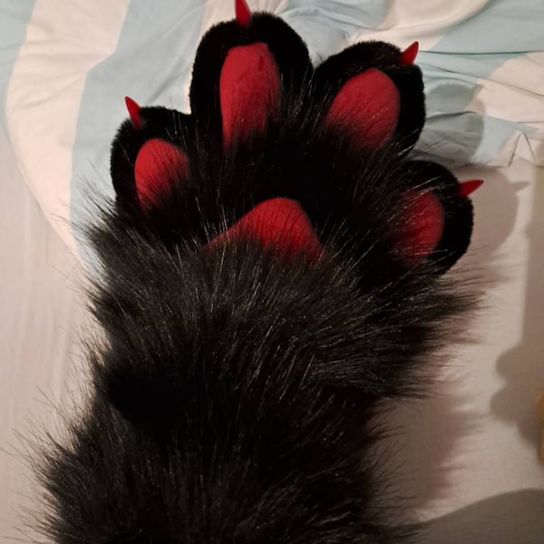 Furry Paws With Star Pattern and Colorful Style Fluffy Fursuit Partial ...