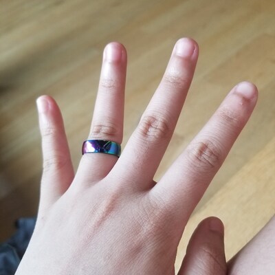 SALE Rainbow Titanium Steel Ring, Ring Size 7, 8, 10, 11, 12 Aura ...