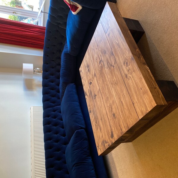 Rustic Chunky Rail-way Sleeper Pine Coffee Table With Stacked Legs ...