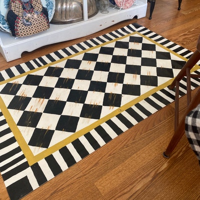 FLOORCLOTH Buttons Hand Painted Canvas Rug COUNTRY PRIMITIVE - Etsy