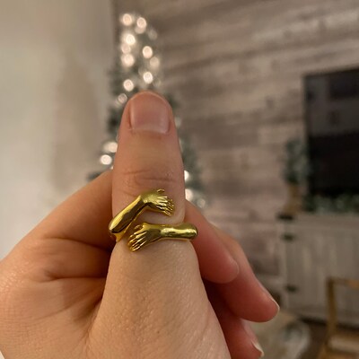 Hug Ring Silver Hugging Ring Lover Ring Love Hug Ring Adjustable Hands ...