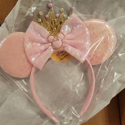 Pink Mickey Ears With Gold Crown, Mickey Ears, Minnie Ears, Princess ...