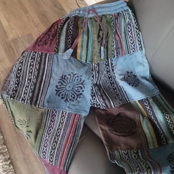 Himalayan Patchwork Hippie Pants With Pockets and Elastic Waist - Etsy