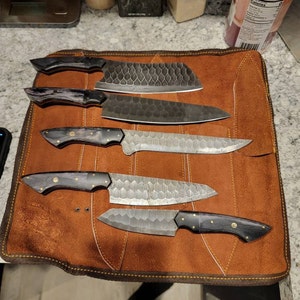 Custom Handmade Damascus Steel 5 Pcs Chef Set, Personalized Chef Set ...