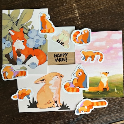 Red Panda Sticker Pack Waterproof Vinyl Cute Kawaii Glossy Stickers ...