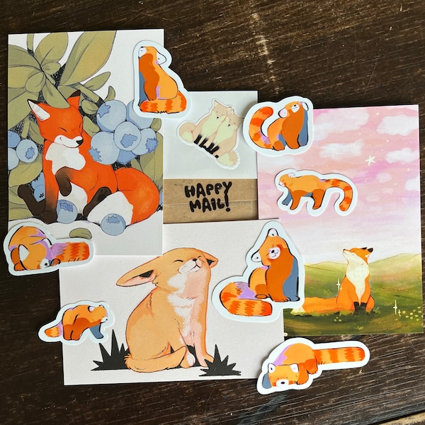 Red Panda Sticker Pack ~ Waterproof Vinyl Cute Kawaii Glossy Stickers ...