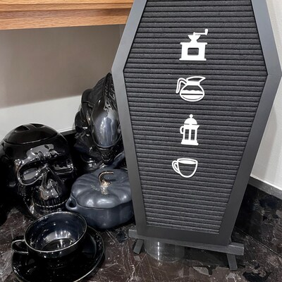 Coffee Letter Board Icon / Coffee Grinder / Coffee Cup / Coffee Pot ...