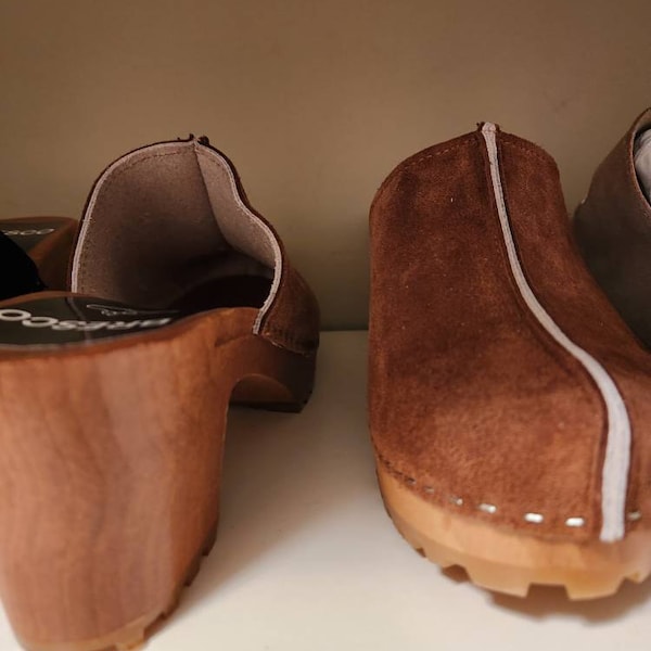 Open Toe Wooden Clogs Women With Open Toe Made of Natural Nubuck ...