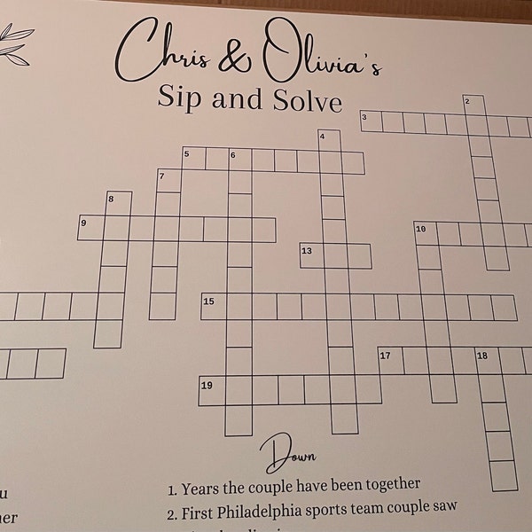 Custom Wedding Crossword Sip and Solve Digital Print at Home - Etsy