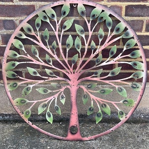 Extra Large Garden Metal Silver Grey Tree of Life Wall Art Indoor ...