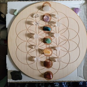 Flower of Life Chakras Crystal Grid Chakras Crystal Grid Chakras Wood ...