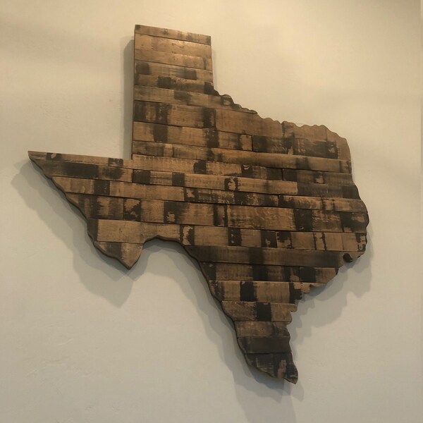 Texas Barrel Art. State of Texas Made From Reclaimed Bourbon Barrel ...