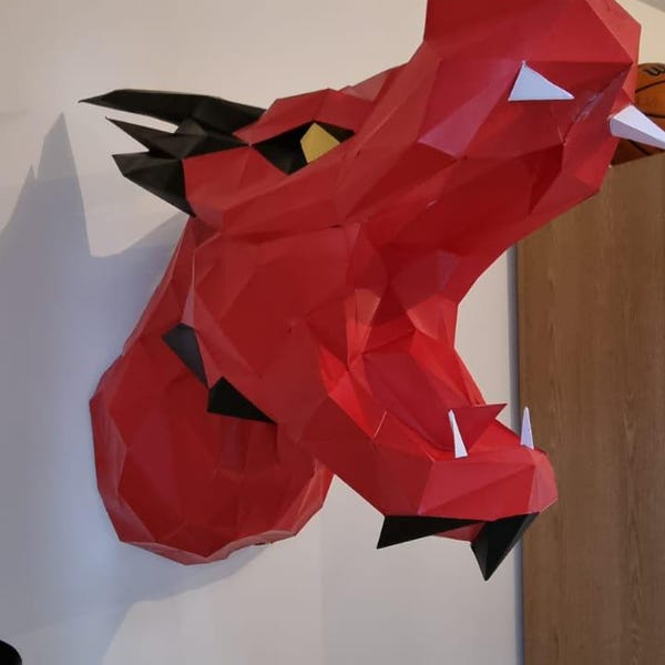 Papercraft Dragon Head, Paper Craft Dragon Head Model, Dragon Head PDF ...