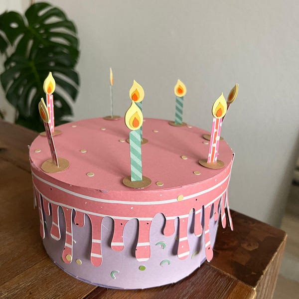 3D Birthday Cake Template | SVG PNG | PRINTABLE | and for Cutting ...