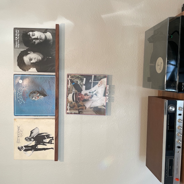 Floating Triple Record Ledge / Solid Hardwood Vinyl Shelf / LP Rail - Etsy